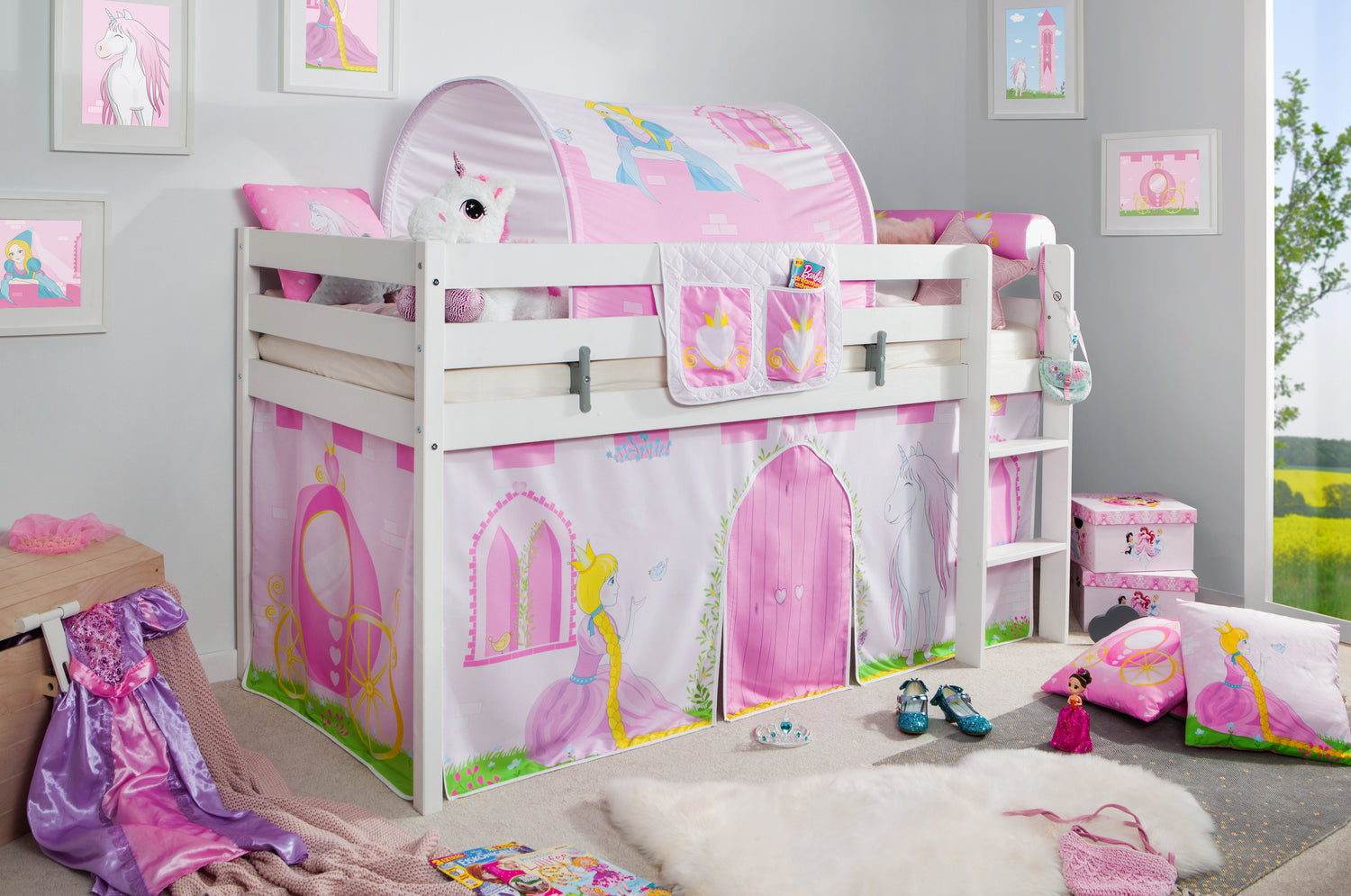 Hochbett "Prinzessin Liora" Kiefer Weiß online kaufen | TiCAA